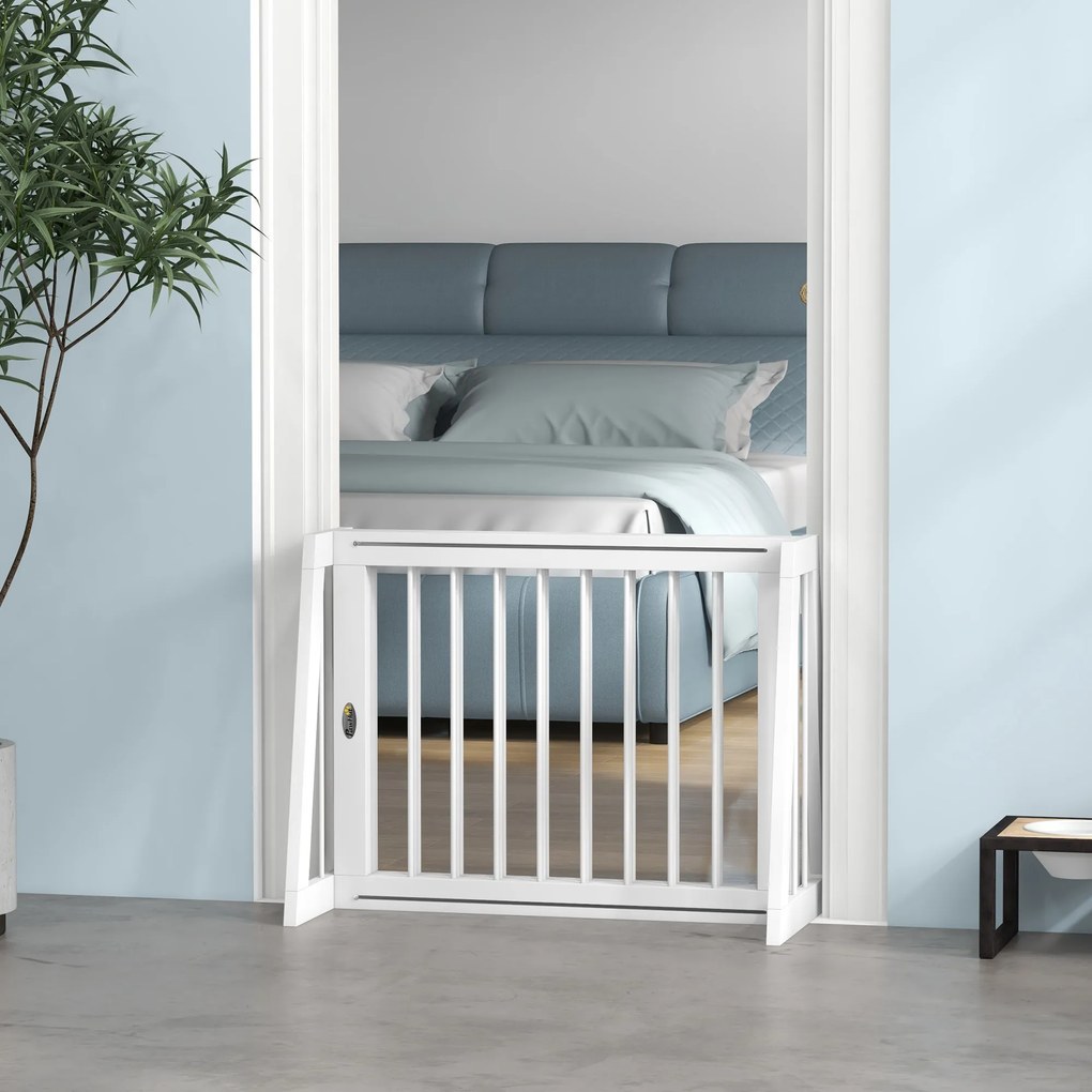 PawHut Zábrana pro psy 3-panelová s možností roztažení 71-190cm - dřevěný pet fence - rozměry 71-190L x 38,5W x 56H cm bílá