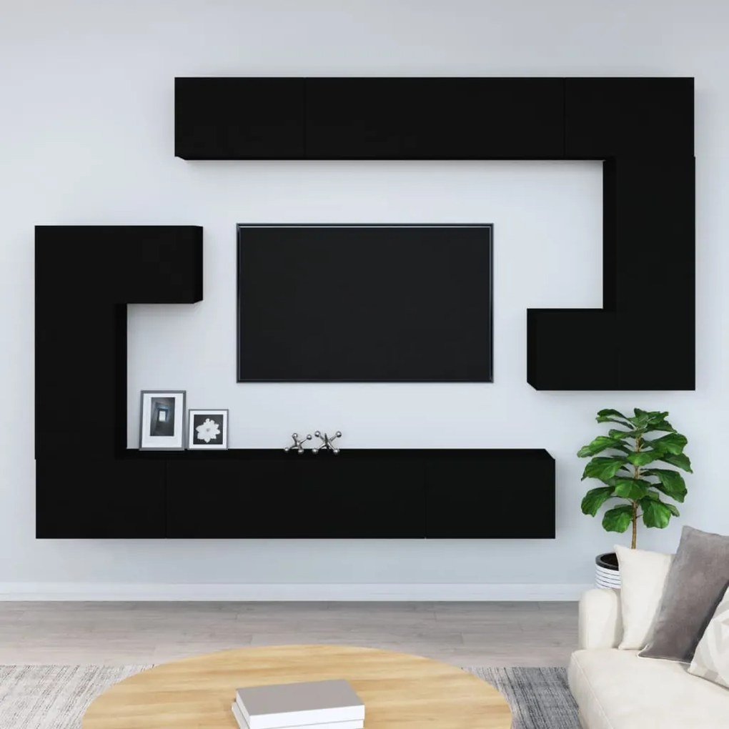 Nástěnná TV skříňka černá kompozitní dřevo - Default Title