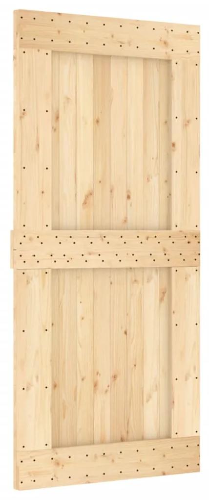 Posuvné dveře s kováním 95 x 210 cm masivní borové dřevo,  3203189