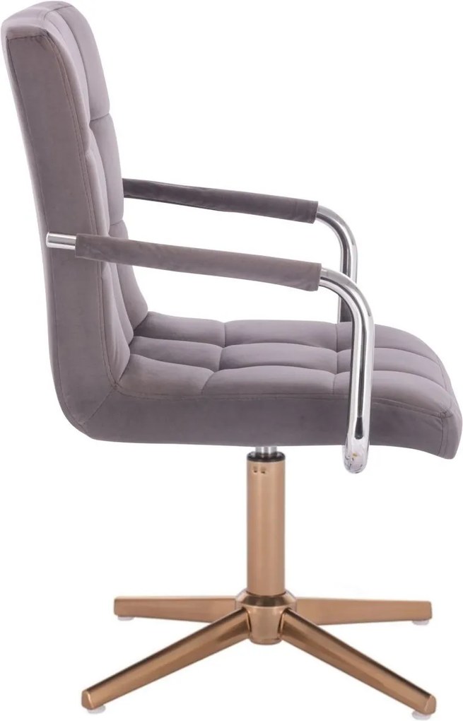 LuxuryForm DESIGN Otočná židle VERONA VELUR na zlatém kříži - tmavě šedá