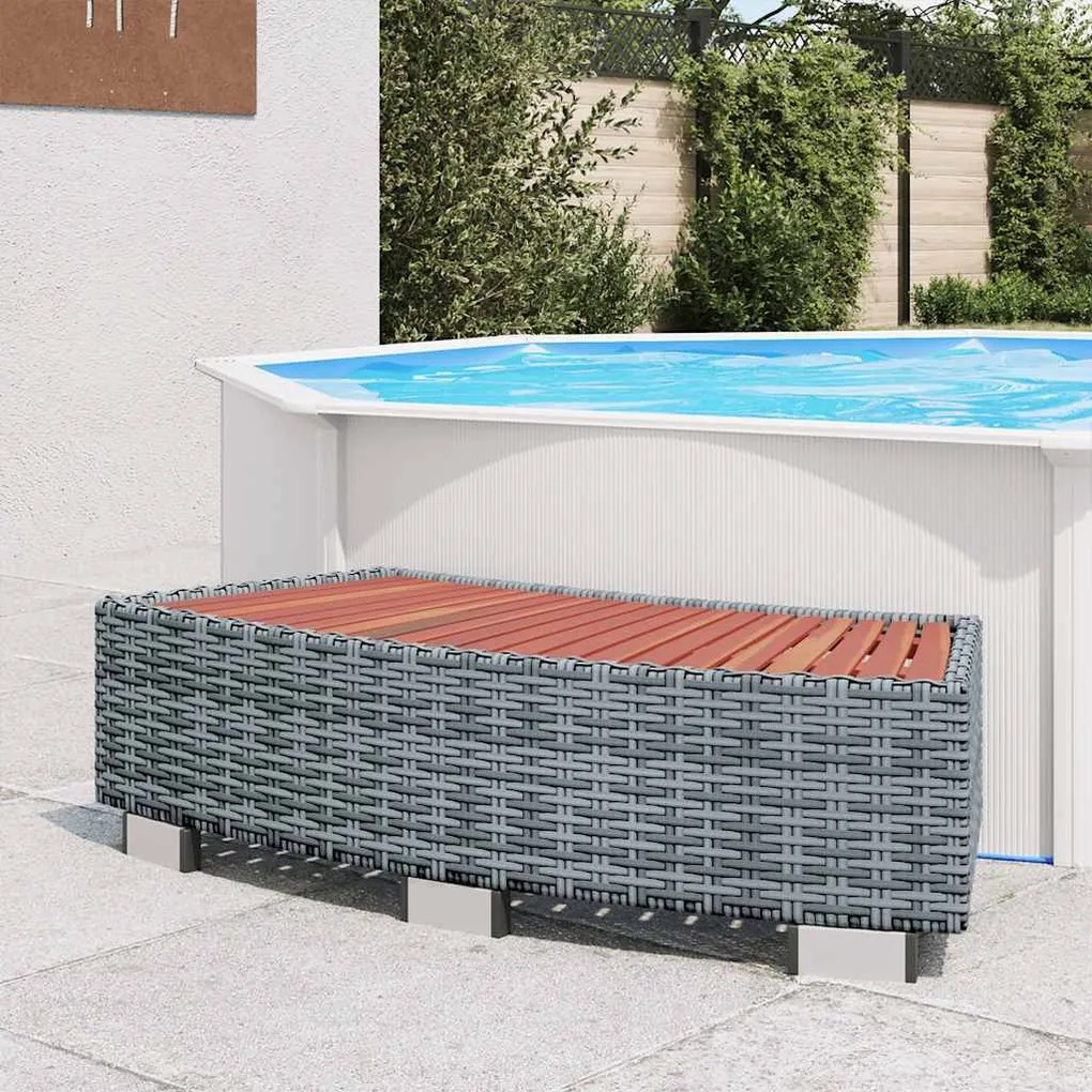 vidaXL Schůdek k vířivce polyratan 92 x 45 x 25 cm [42700] Barva: Šedá