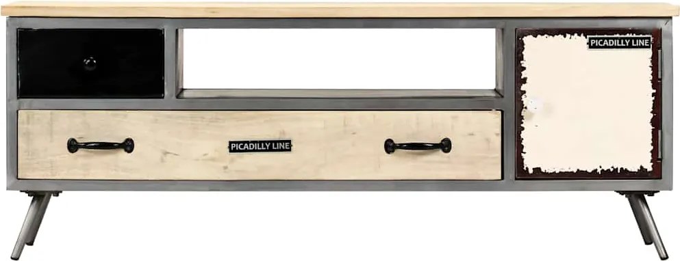 TV stolek masivní mangovníkové dřevo a ocel 120 x 30 x 45 cm 246282