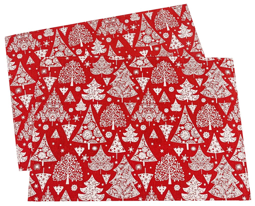 Dakls Vánoční prostírání Stromeček červená, 32 x 45 cm, sada 2 ks