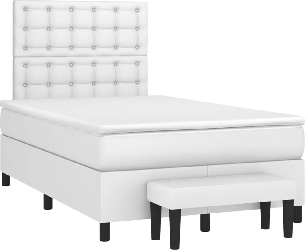 Box spring postel s matrací bílá 120x200 cm umělá kůže 3137654