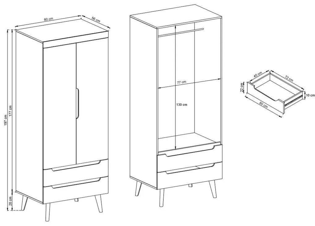 Nordi a | šatní skříň NSZ80 | artisan