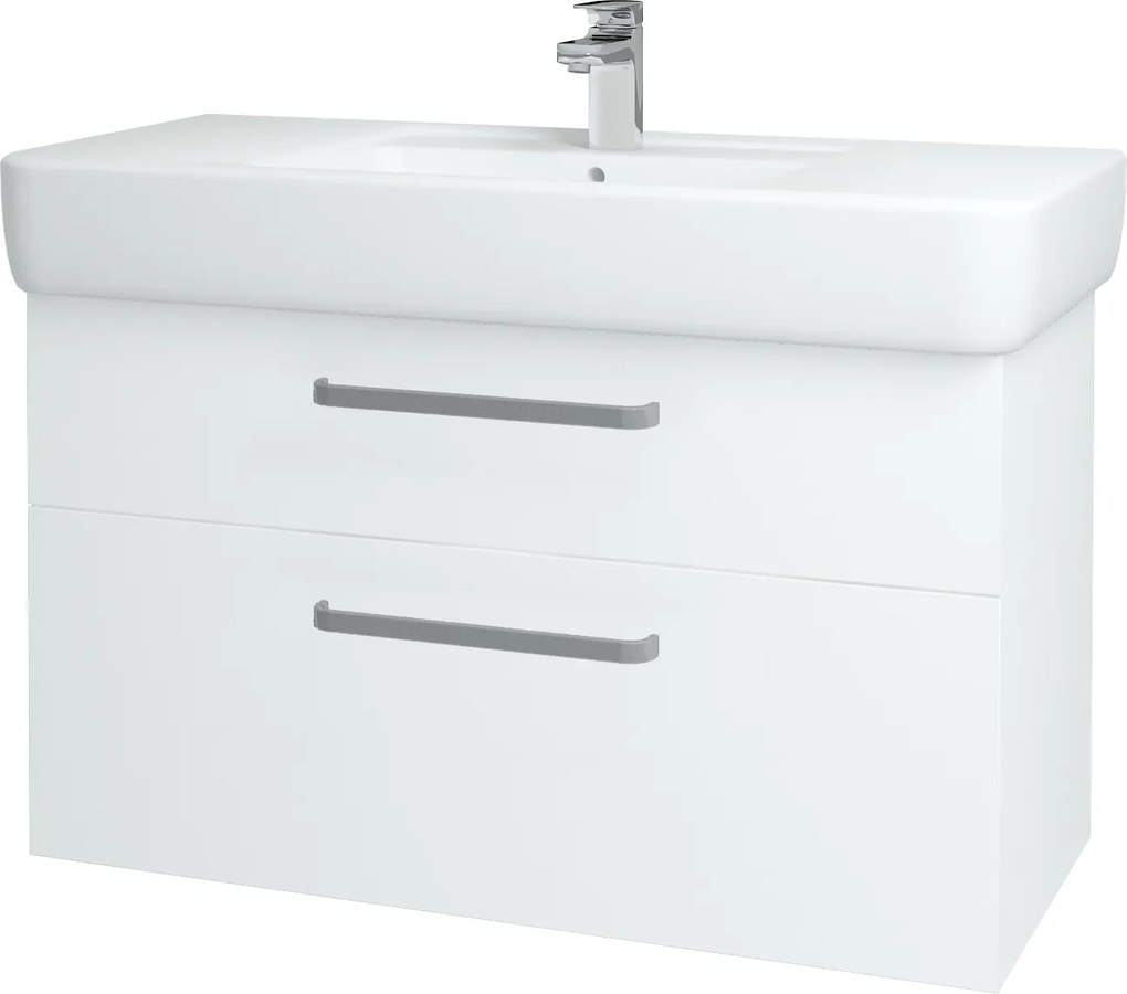 Dřevojas - Koupelnová skříň Q MAX SZZ2 100 - N01 Bílá lesk / Úchytka T01 / L01 Bílá vysoký lesk 132224A
