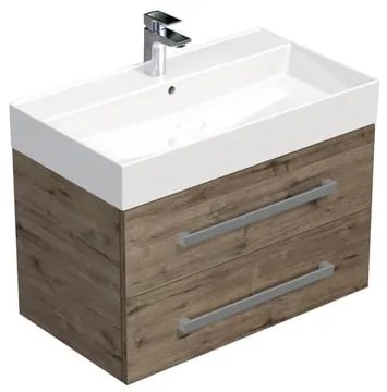 Koupelnová skříňka s umyvadlem SAT Cube Way 80x53x46 cm dub Wellington mat CUBE46802DWSAT
