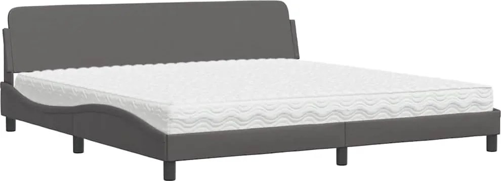 Postel s matrací Dover šedá 200 x 200 cm umělá kůže 3208480