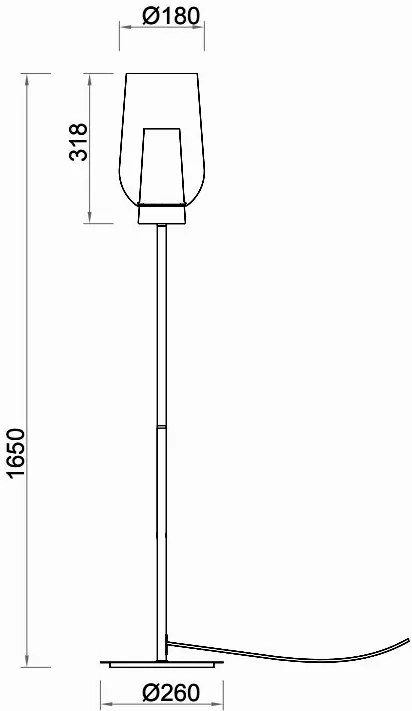 Mantra Nora, stojací lampa 1xE27 kouřové sklo/černý mramor, výška 165cm