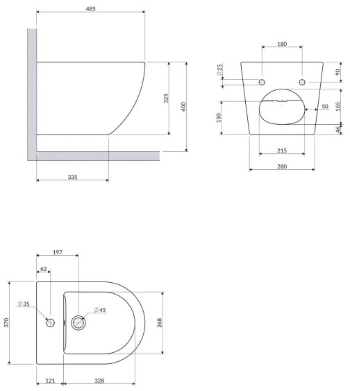 OMNIRES OTTAWABIBP - Závěsný bidet OTTAWA keramika/lesklá bílá