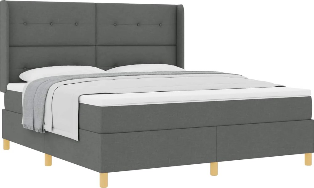 Postel s boxspringem s čelo Tmavě šedá 180 x 200 cm textil 3341848