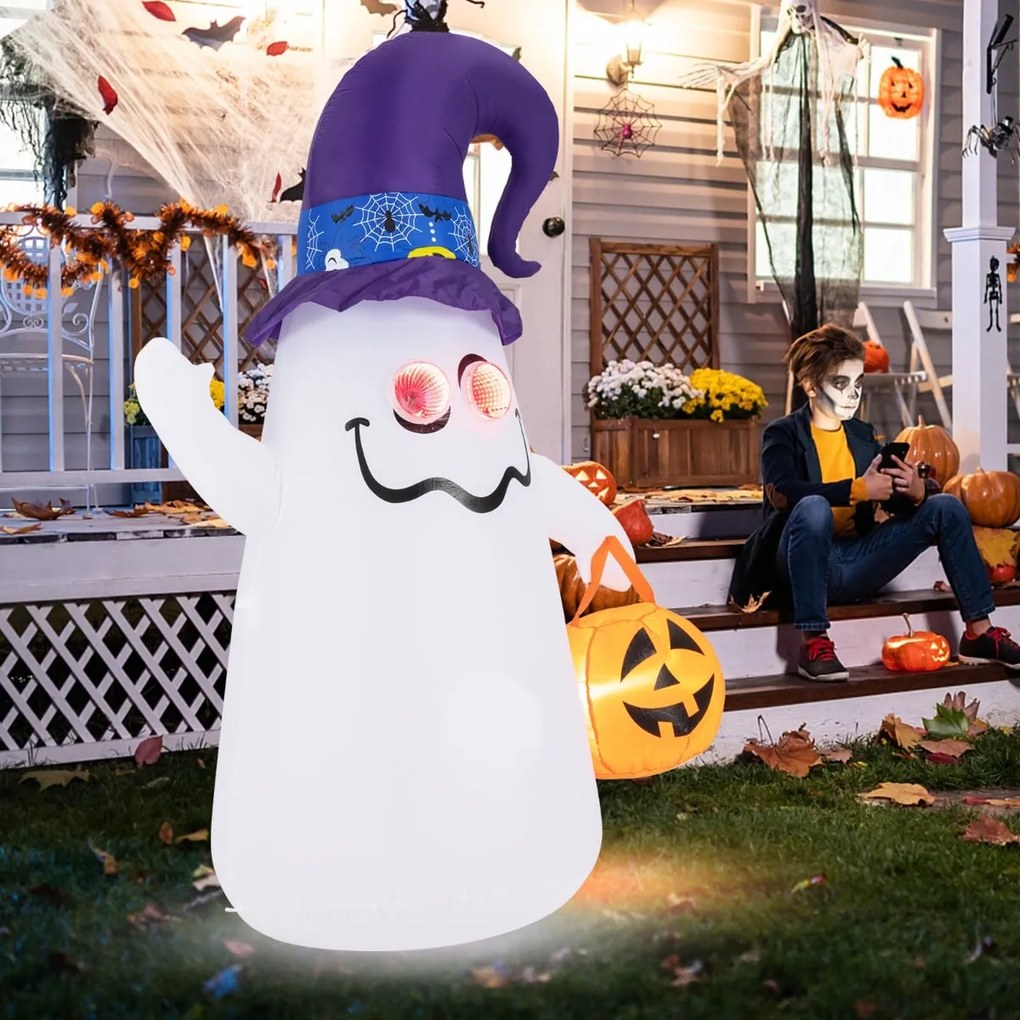 Costway 180 CM LED nafukovací halloweenský duch s dýní Venkovní hrozná dekorace