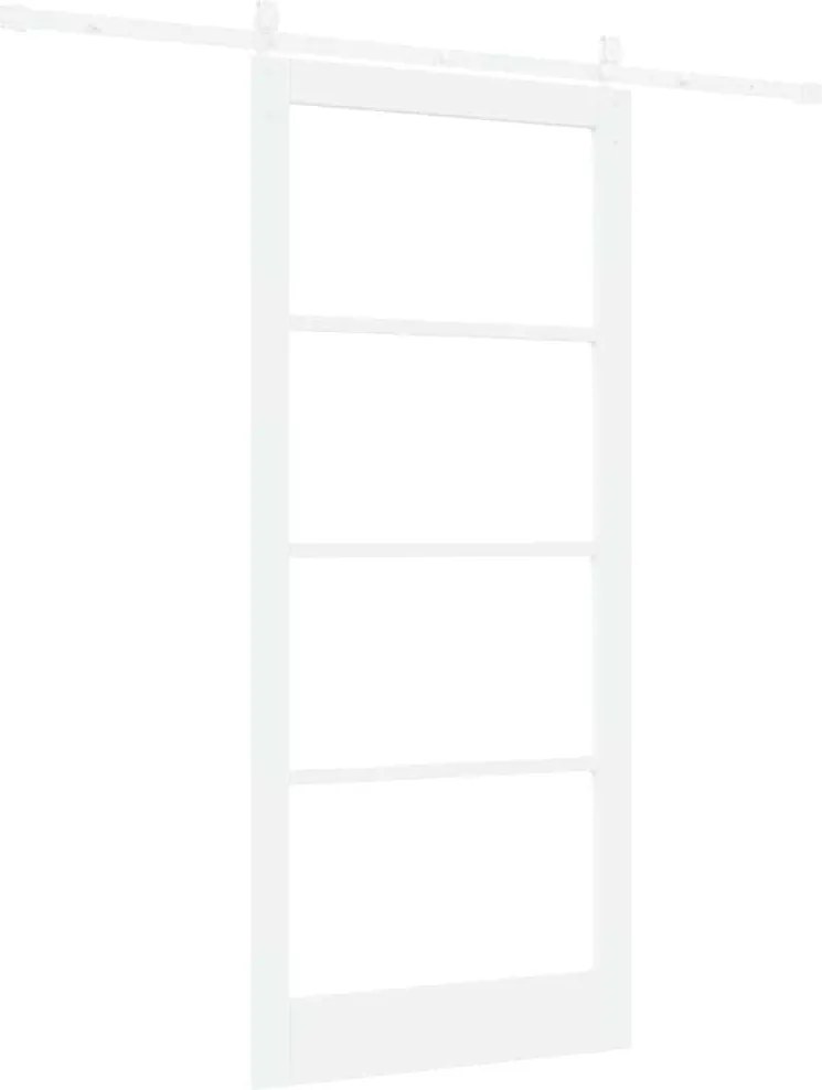 Posuvné dveře 93 x 211 cm Masivní borové dřevo a sklo Bílá 3332430