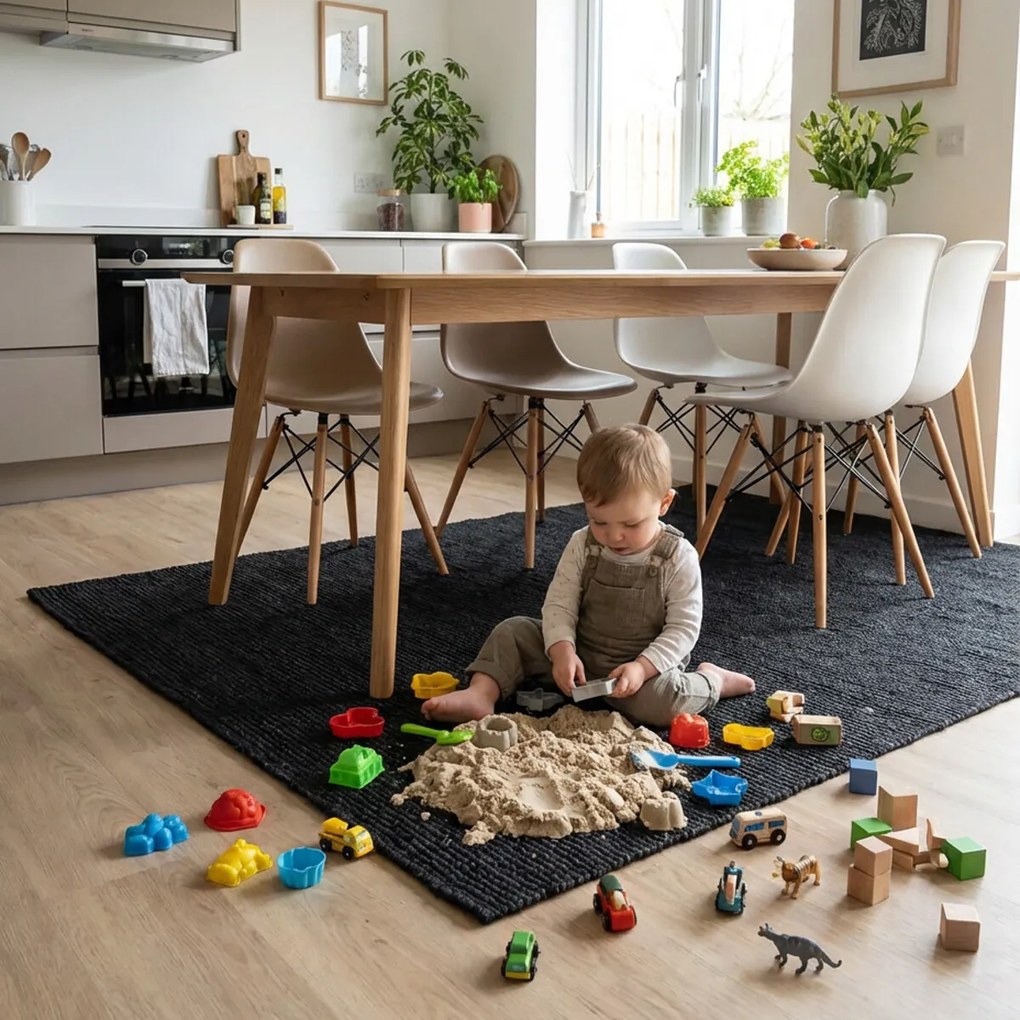 Hanse Home, Kusový koberec Bouclé Jute 105976 Black, 60x90, černá, chodba / předsíň