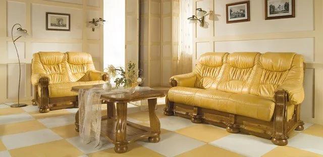Casarredo - Komfort nábytek Rustikální křeslo CTIBOR I kůže | potah: kůže Cappuccino,barva: moření 01 bílá