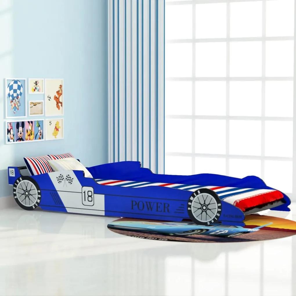Dětská postel ve tvaru závodního auta 90x200 cm modrá - Default Title