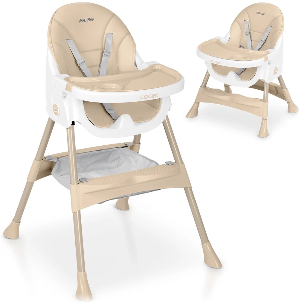 Ricokids béžová židle na krmení pro děti