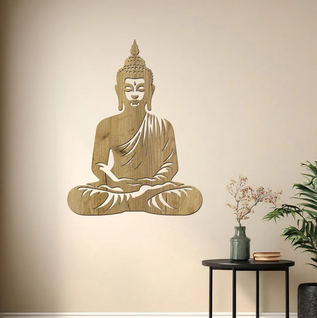 dřevo života Dřevěný obraz Buddha – Energie klidu Rozměry (cm): 62x80, Zvolte barvu dekoru: Třešeň