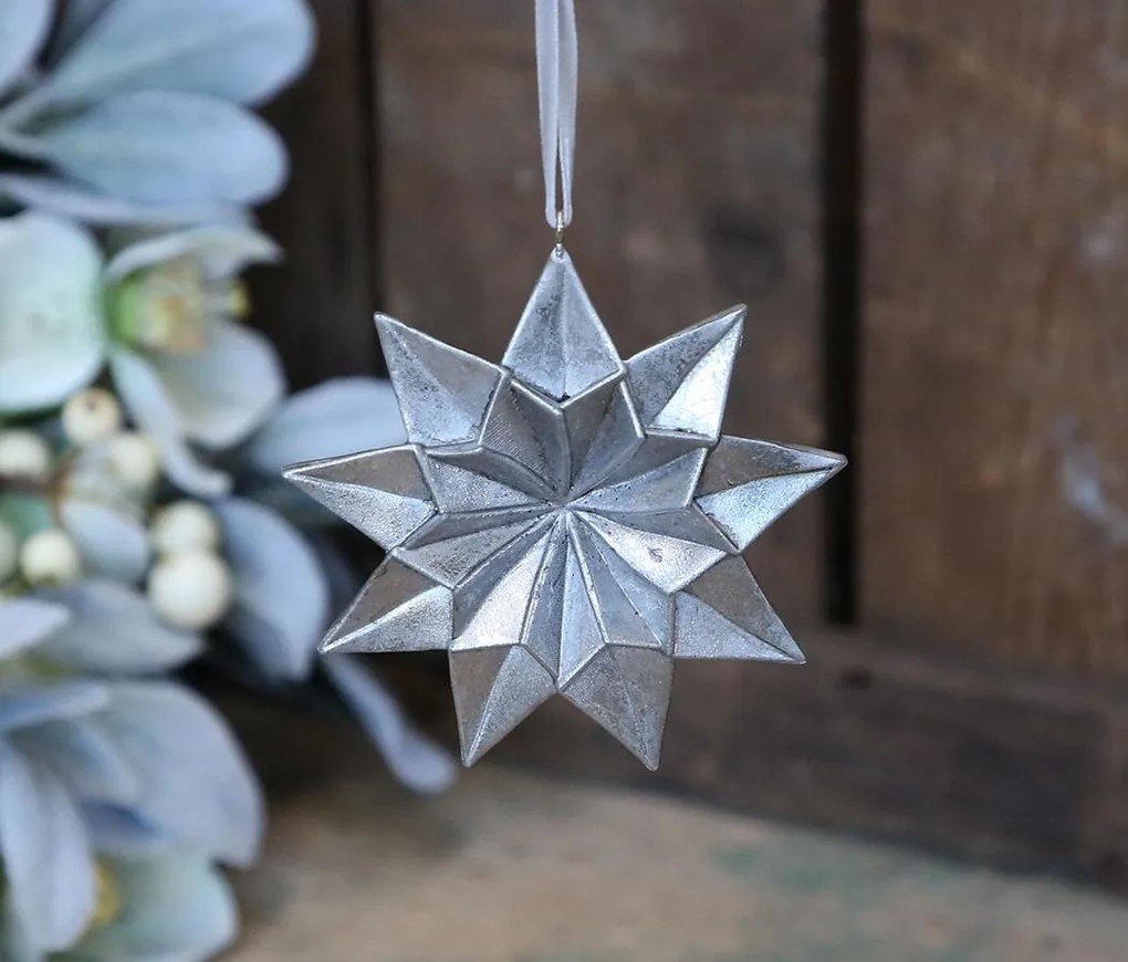 Chic Antique Závěsná vánoční dekorace Toulon Star, stříbrná barva, pryskyřice