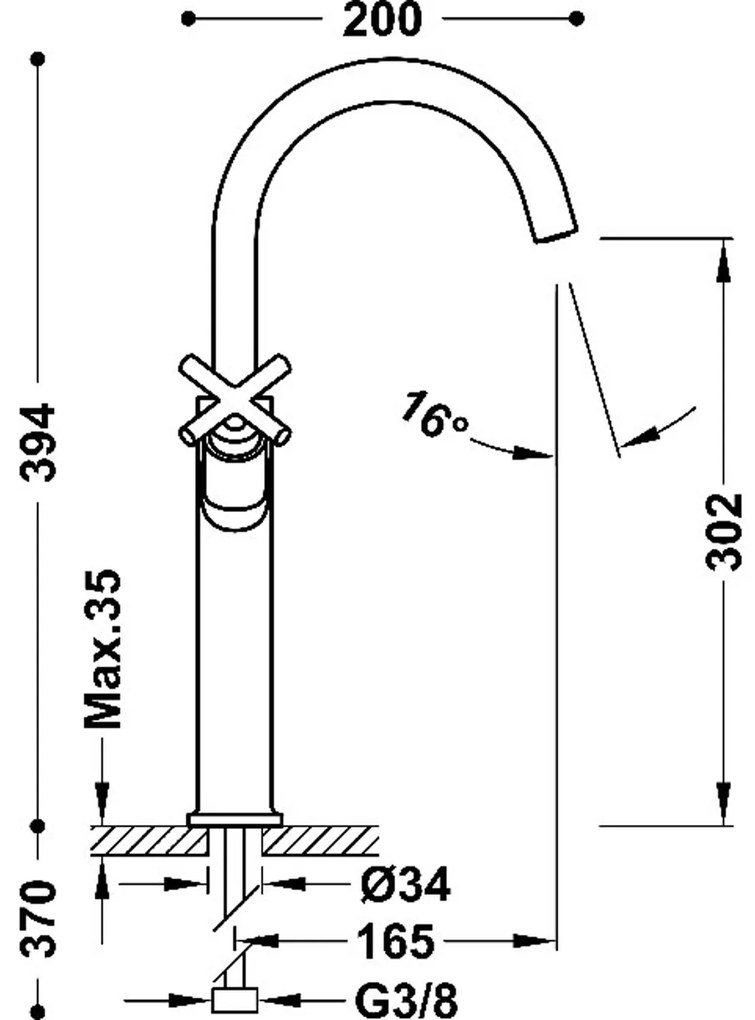 TRES MONT BLANC zvýšená umyvadlová baterie se dvěma kohouty, ramínko 20 cm, růžové zl.mat Tr_28380301OPM