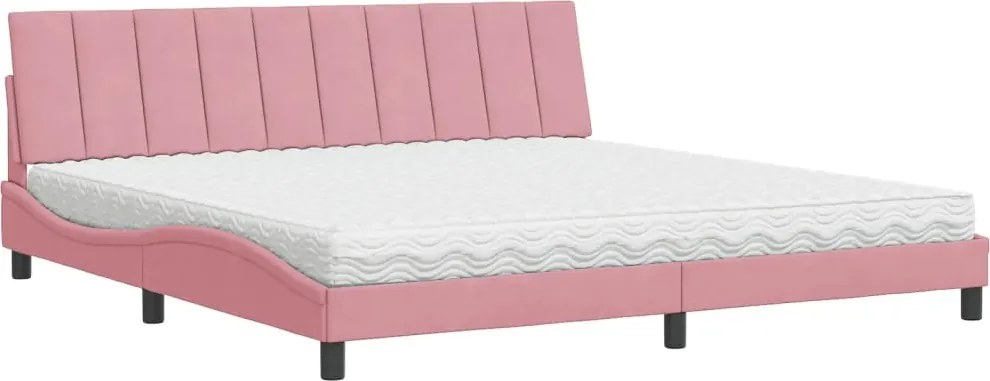 Postel s matrací Hanko růžová 200 x 200 cm samet 3208621