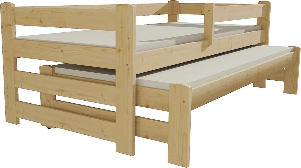 Vomaks Dětská postel s výsuvnou přistýlkou DPV 001 (netransparentní barva hnědá, 80 x 200 cm, 2 kusy úložných prostor)