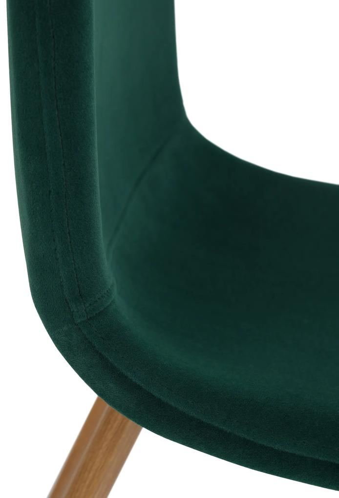 Jídelní židle LEGA sametová Velvet látka smaragdová, kov fólie buk