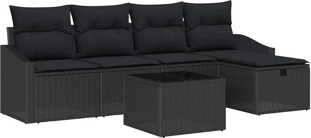 Set pohovek 6 ks Černá polyratan 3359272