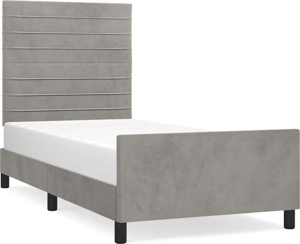 Rám postele bez matrace světle šedý 90 x 200 cm samet 3125794