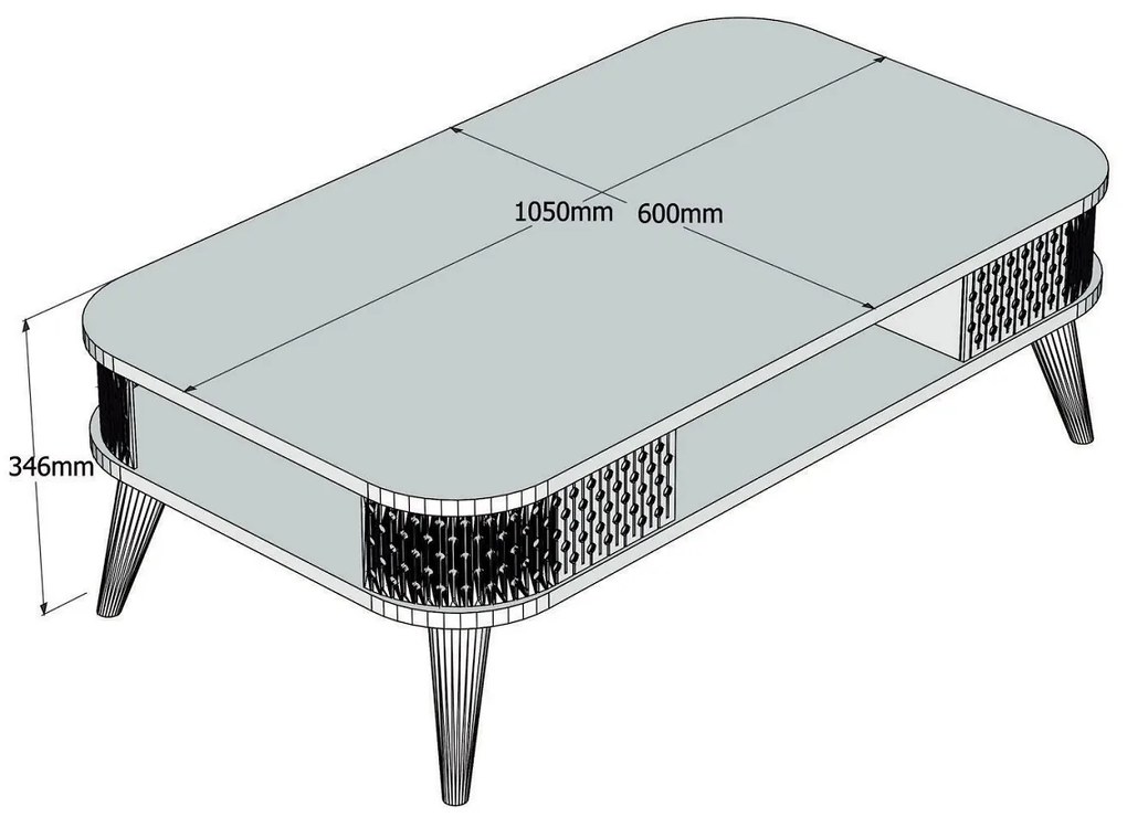 Designový konferenční stolek Baina 105 cm vzor ořech