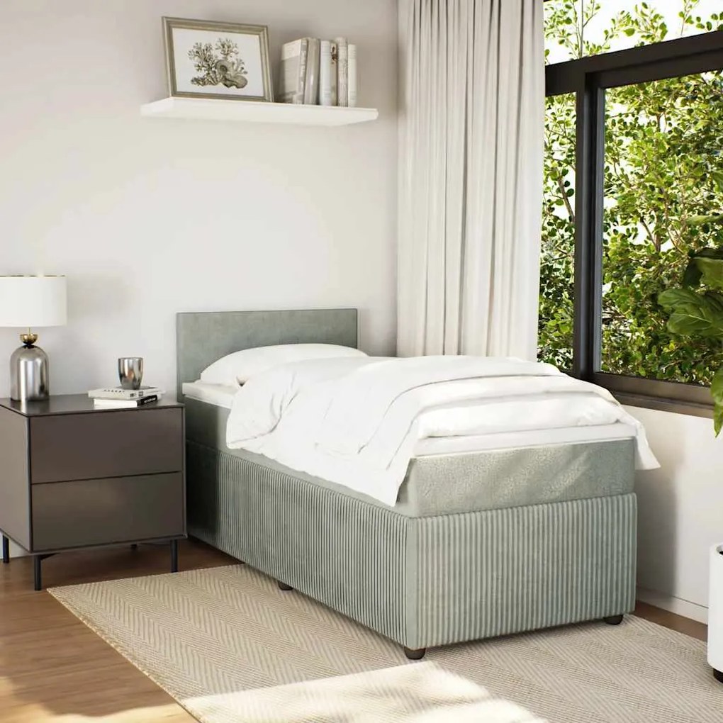 Box spring postel s matrací světle šedá 80 x 200 cm samet 3289884