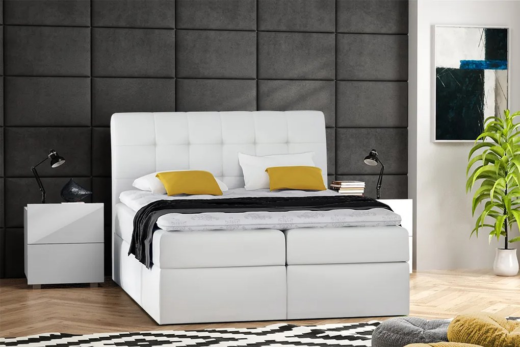 Eka Kontinentální čalouněná postel Lory - Eko-kůže (160x200 cm) Barva látky Eko-kůže: Černá (19)