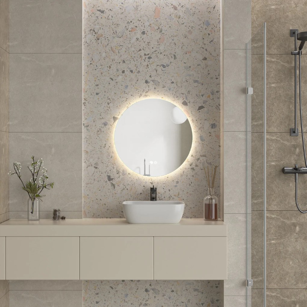 Erga Sofia, kulaté LED zrcadlo 60cm, 1380 lm, 3 barvy světla, ERG-V01-207-6060