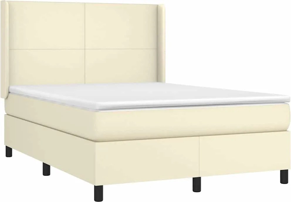 Box spring postel s matrací krémová 140x190 cm umělá kůže 3132377