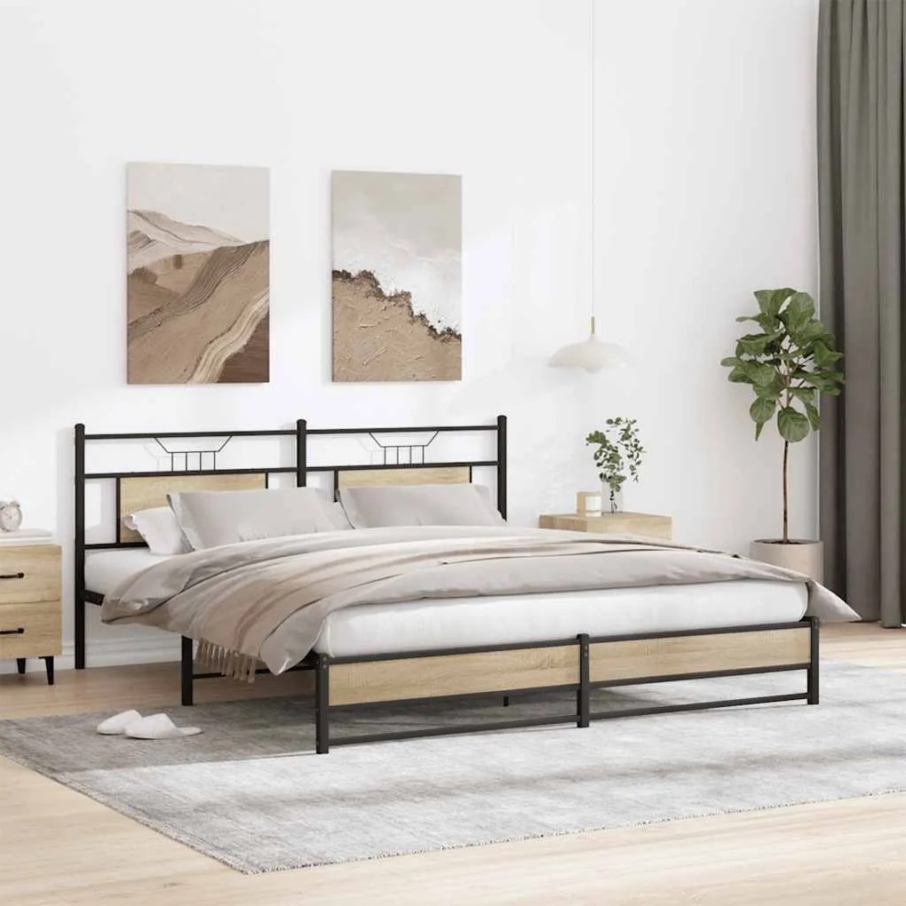 Kovový rám postele bez matrace dub sonoma 183 x 213 cm 3325121