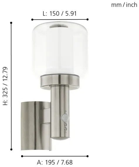 Eglo 95017 - Venkovní nástěnné svítidlo s čidlem POLIENTO 1xE27/40W IP44