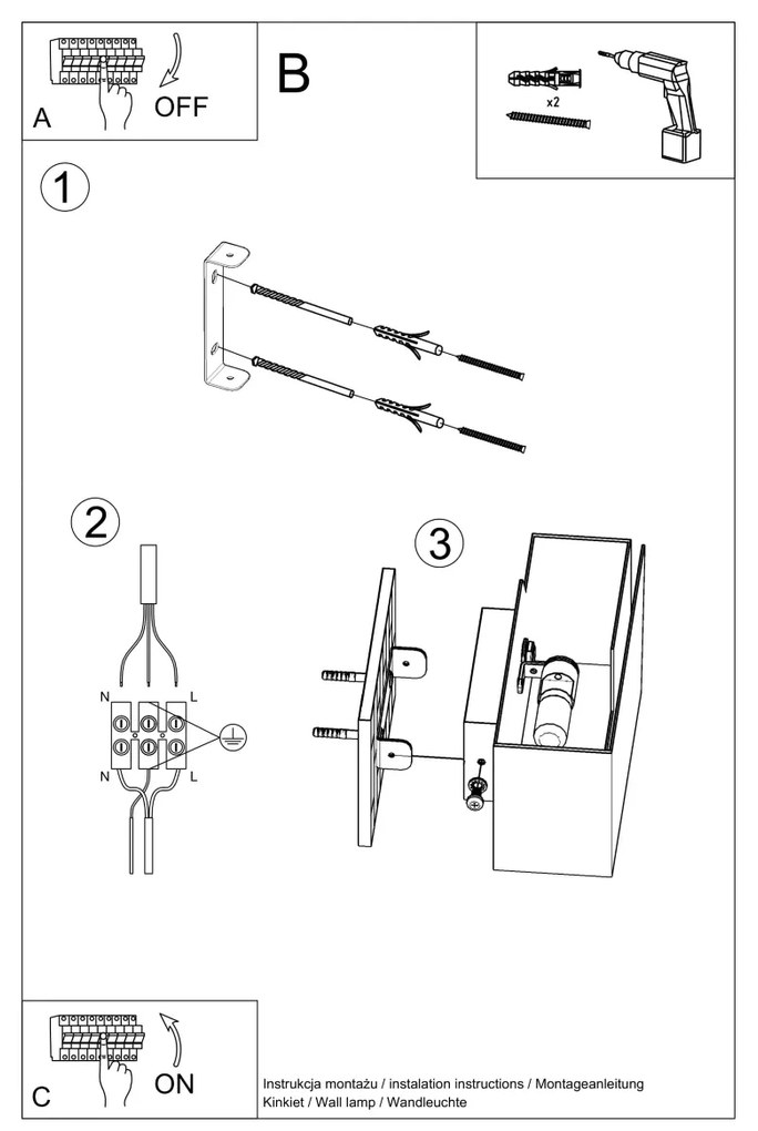 Nástěnné svítidlo Piegare, 1x bílé kovové stínítko