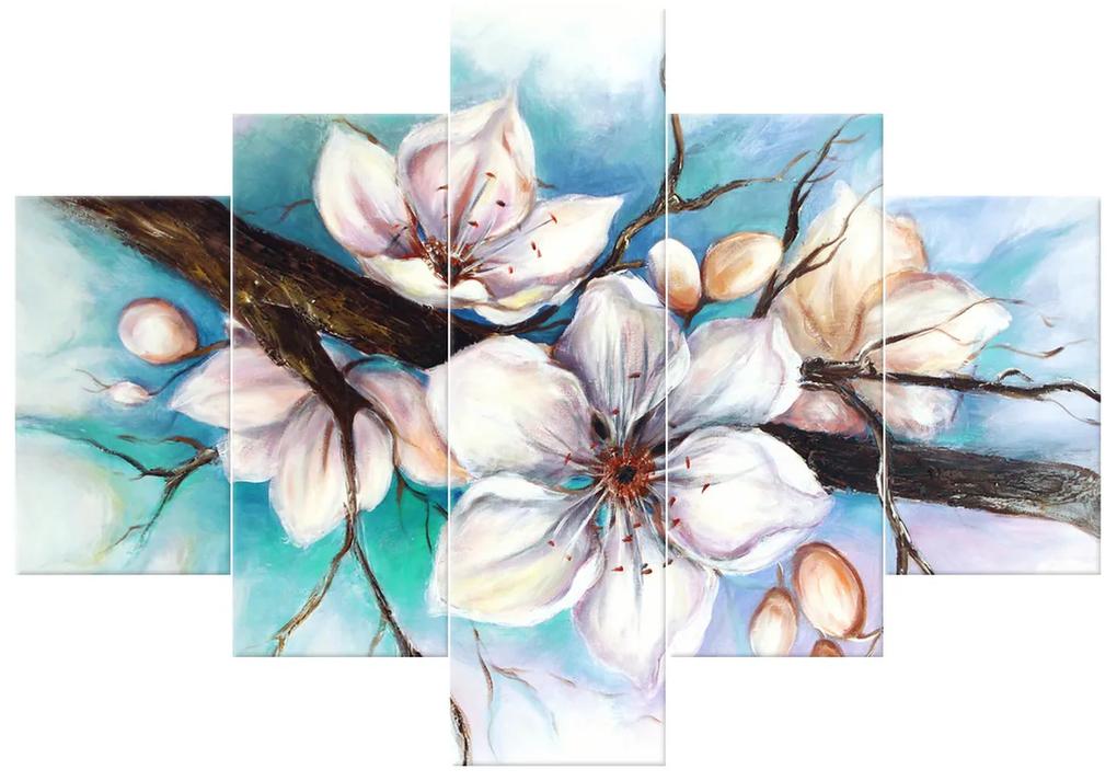 Gario Ručně malovaný obraz Pupeny višně - 5 dílný Rozměry: 100 x 70 cm