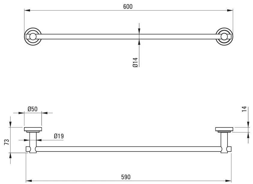 Deante Temisto, 1-řadý věšák na ručník 60cm, chromová, DEA-ADT_0621