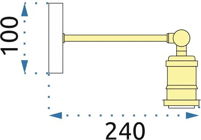Toolight - nástěnná kovová lampa E27 60W Loft APP618-1W, retro zlatá-černá, OSW-03797