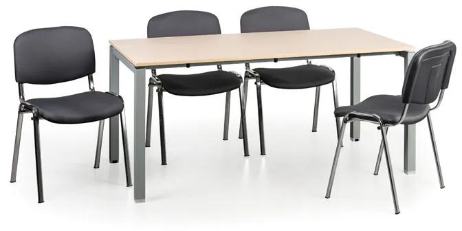 Jednací stůl AIR 1600x800 bříza + 4 židle VIVA šedá