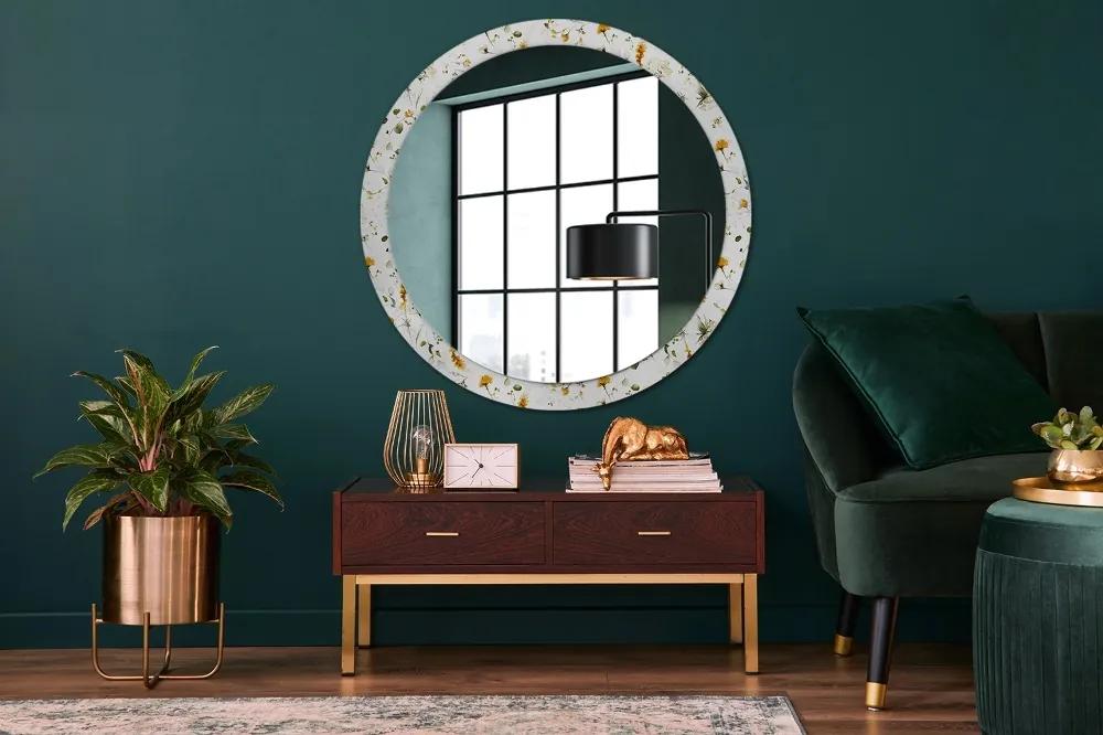 Kulaté dekorativní zrcadlo na zeď Polní květiny fi 100 cm