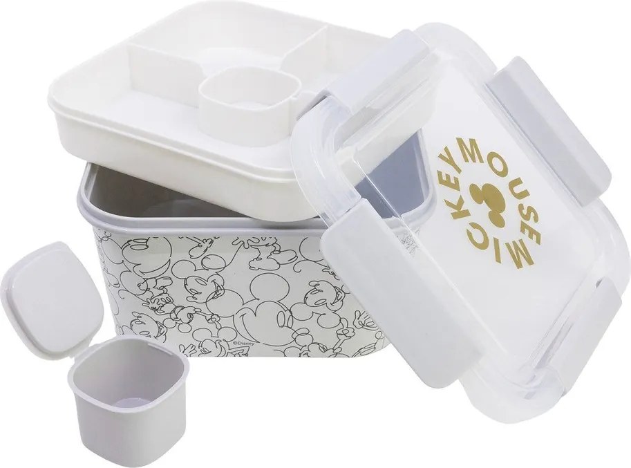 Bílý plastový dětský svačinový box Mickey Mouse – STOR
