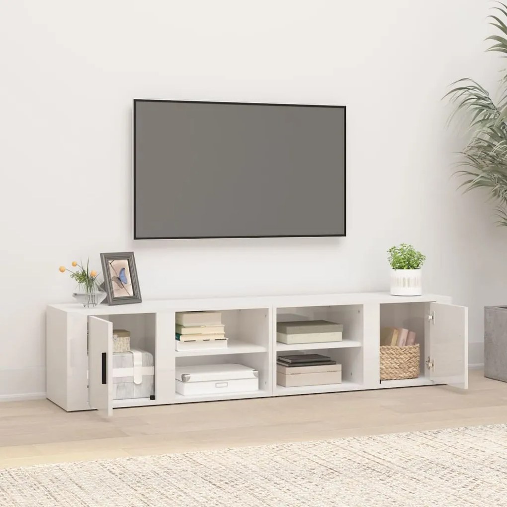 TV skříňky 2 ks bílé vysoký lesk 80x31,5x36 cm kompozitní dřevo - Default Title