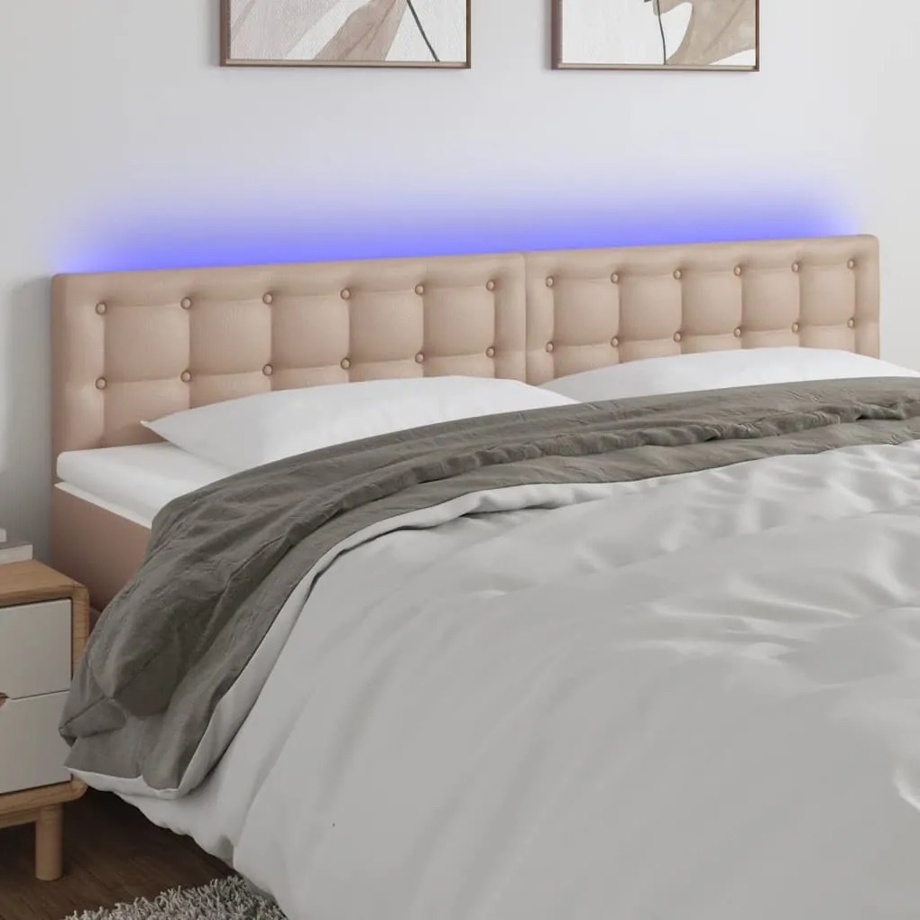 Čelo postele s LED cappuccino 160x5x78/88 cm umělá kůže 3121713