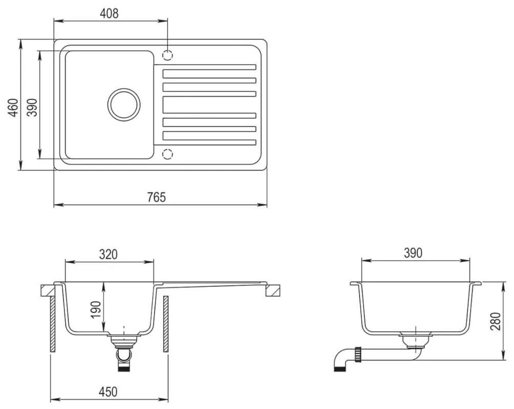 vidaXL Marketos Žulový kuchyňský dřez jednoduchý béžový