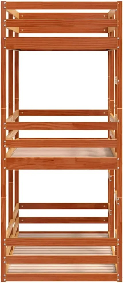 Třípatrová postel voskově hnědá 75x190 cm masivní borové dřevo 3284262