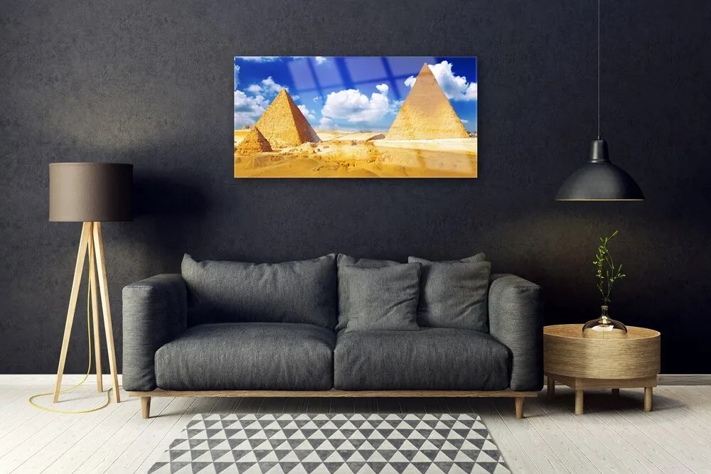 Obraz na skle Poušť Piramidy Krajina 100x50 cm