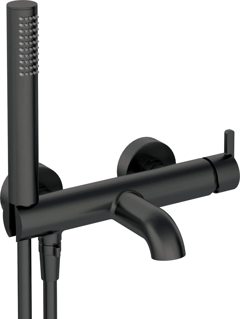 Deante Silia, nástěnná vanová baterie s ruční sprchovou soupravou, černá matná, DEA-BQS_N11M