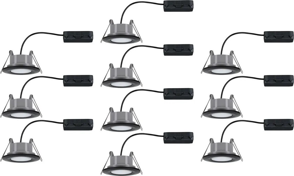 P 92462 LED vestavné svítidlo Calla základní sada výklopné IP65 kruhové 90mm 30° 10x6W 230V 4000K černá mat - PAULMANN